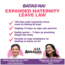 Mga benepisyo ng expanded maternity leave law - Vince Rapisura
